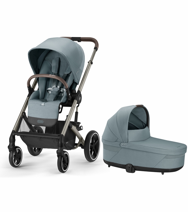Cybex Balios S Lux 2 Stroller + Cot S Lux 2 Bundle - Taupe Frame / Sky Blue