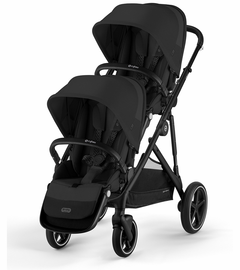 Cybex Gazelle S 2 Double Stroller Bundle - Black Frame / Moon Black