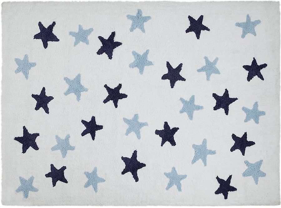 Lorena Canals Messy Stars Rug - White/Navy/Blue (4' x 5' 3")
