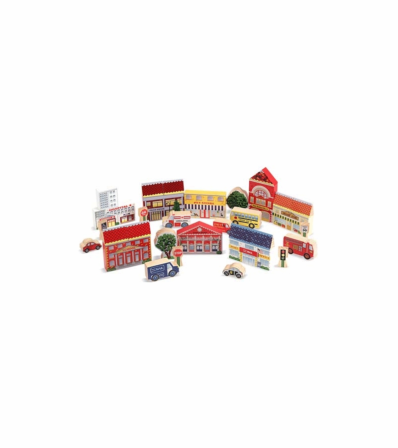 Melissa & Doug Town Blocks Wooden Play Set