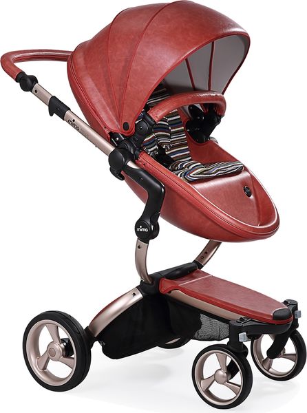 Mima 2019 Xari Complete Stroller, Rose Gold - Sicilian Red / Autumn Stripes