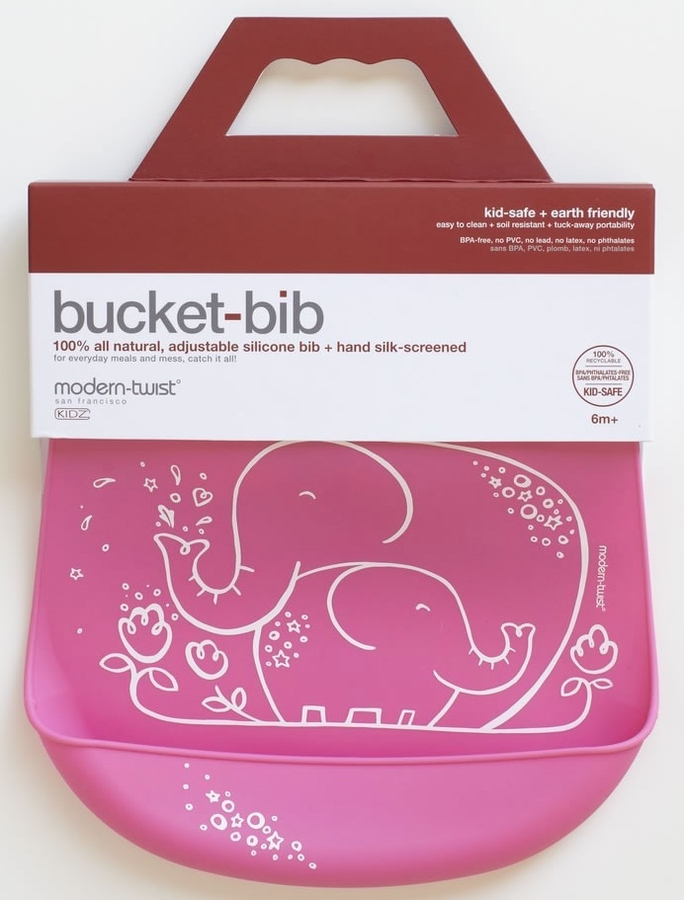 Modern-Twist Bucket Bib - Elephant Hugs Pink