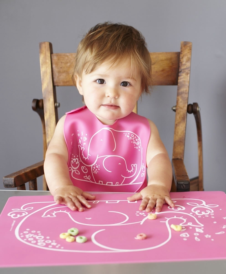 Modern-Twist Bucket Bib - Elephant Hugs Pink