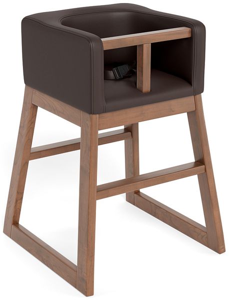 Monte Design Tavo High Chair - Walnut Base / Brown Enviroleather Fabric