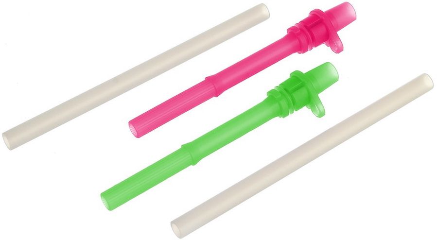 Munchkin Mighty Grip Replacement Straws with Valves, 2 Pk - Pink/Green