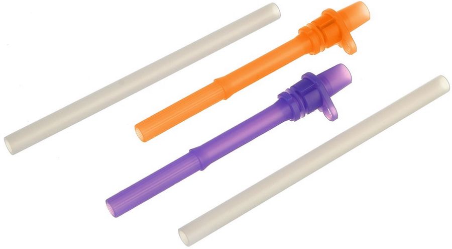 Munchkin Mighty Grip Replacement Straws with Valves, 2 Pk - Purple/Orange