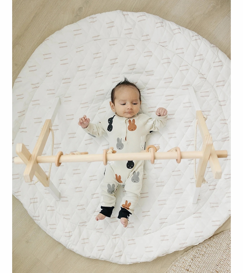 Poppyseed Play Extra Padded Round Play Mat - Neutral Lines