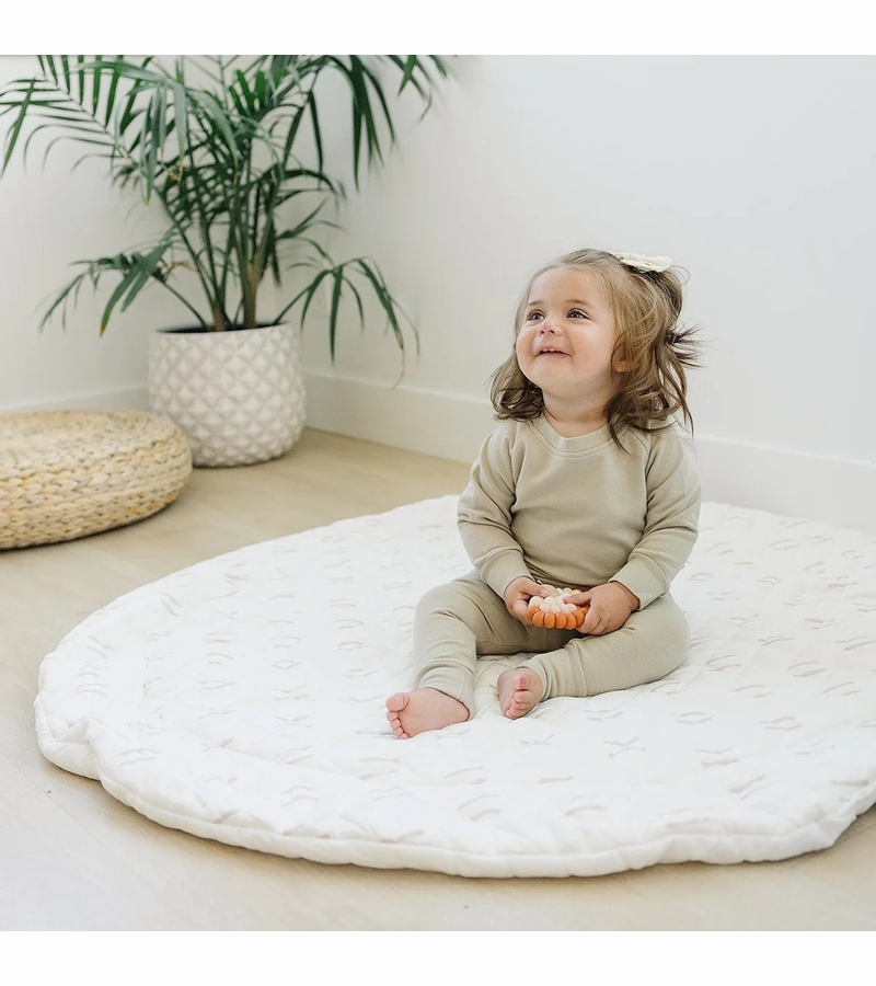 Poppyseed Play Extra Padded Round Play Mat - Neutral Lines
