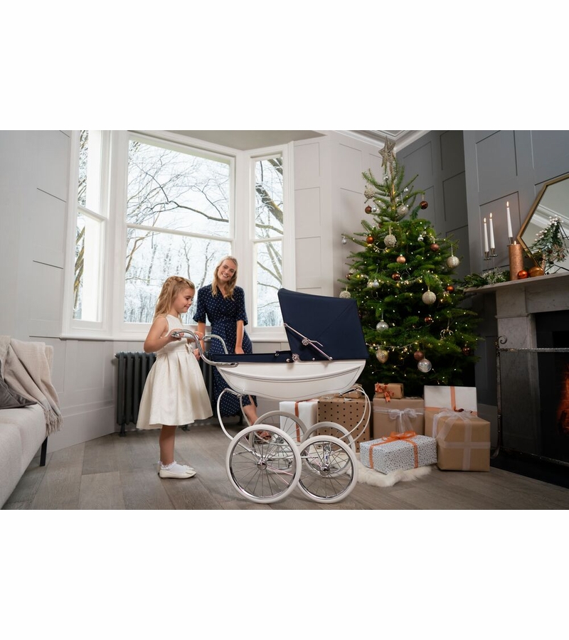 Silver Cross Oberon Doll's Pram - White / Navy