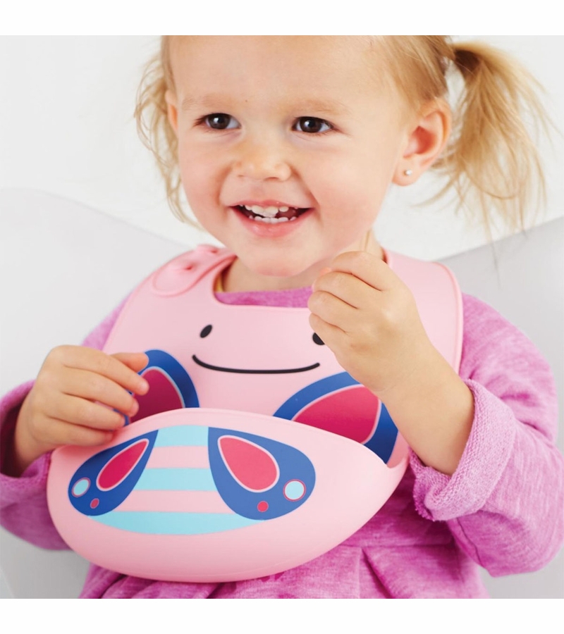 Skip Hop Zoo Fold & Go Silicone Bib - Butterfly