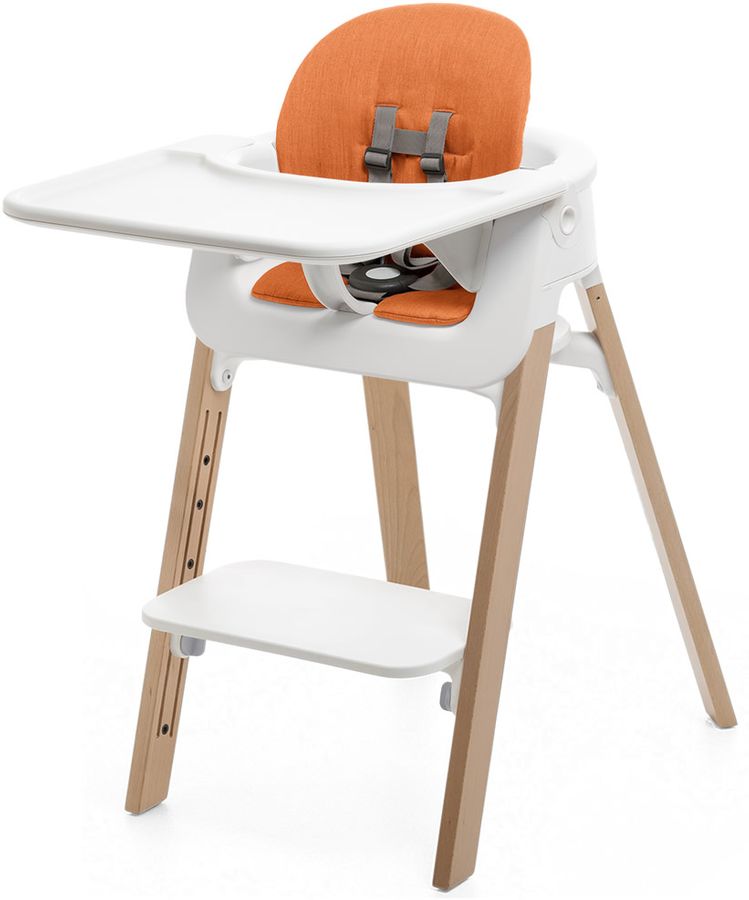 Stokke Steps Complete High Chair with Cushion - White/Natural/Orange