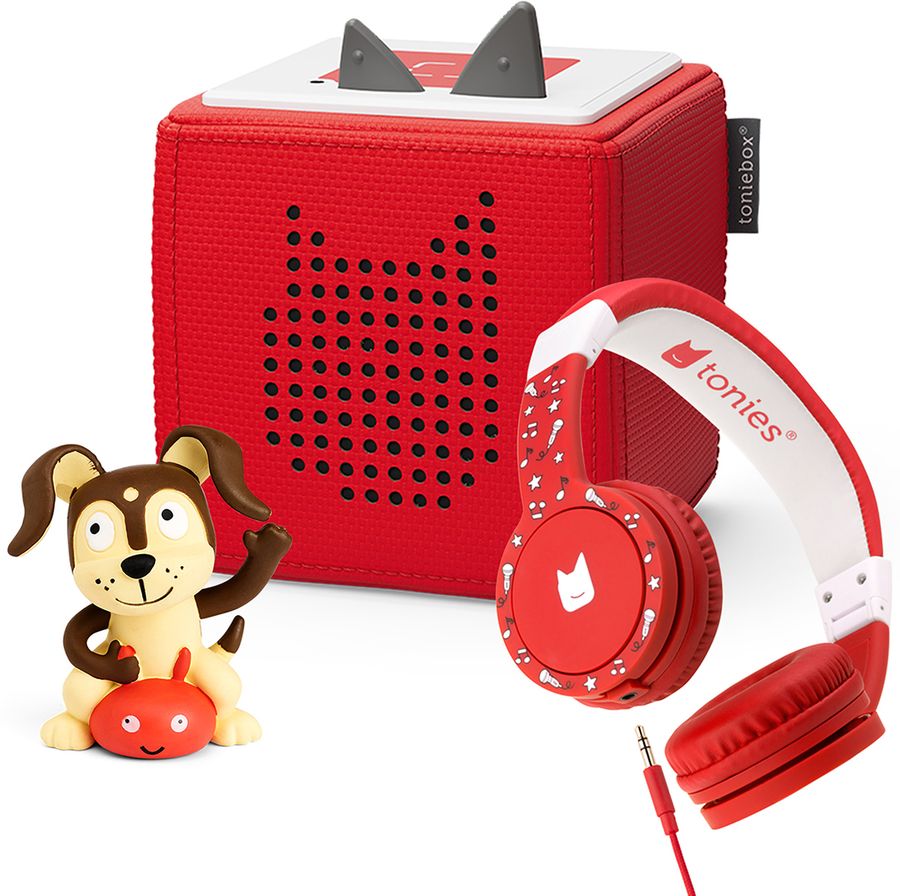 Tonies Toniebox Playtime Puppy Starter Set + Headphone Bundle - Red ...