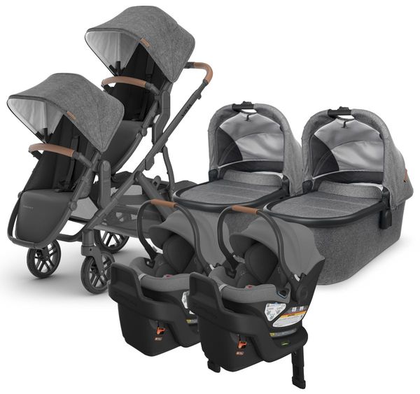 UPPAbaby VISTA V2 Twin Double Stroller + Aria Travel System Bundle with ...