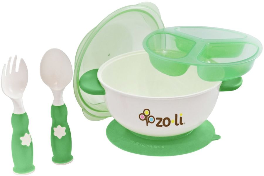 ZoLi Baby Stuck Suction Bowl Feeding Kit in Green