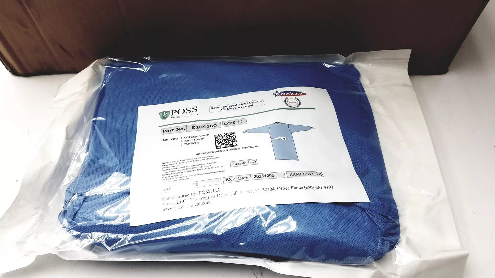 POSS Medical E104180 Reinforced Sterile Surgical Gown w/Towel, AAMI ...