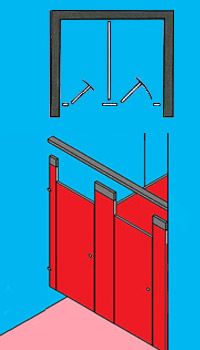 Ceiling Hung, Between 2 Walls Restroom Stalls - Powder Coated - 132