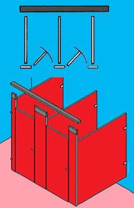 Ceiling Hung, Free Standing Restroom Stalls | Powder Coated - 133