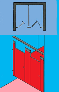 Stainless Steel Bathroom Stall - Ceiling Hung, Between 2 Walls - 232