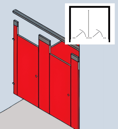 Stainless Steel Bathroom Stall - Ceiling Hung, Between 2 Walls - 232
