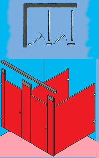 531 In-A-Corner, Ceiling Hung, Phenolic Stalls | All Partitions & Parts