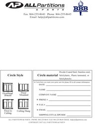 Blank Layout Forms For Restroom Partitions & Stalls Orders