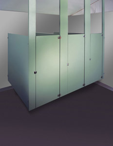 Restroom Partitions - Plastic Laminate Ceiling Hung Stalls