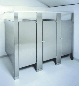 Stainless Steel Restroom Stalls - Overhead Braced, Floor Mounted