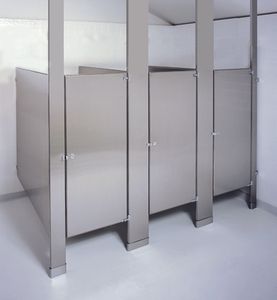 Floor-to-Ceiling Stainless Steel Restroom Stalls