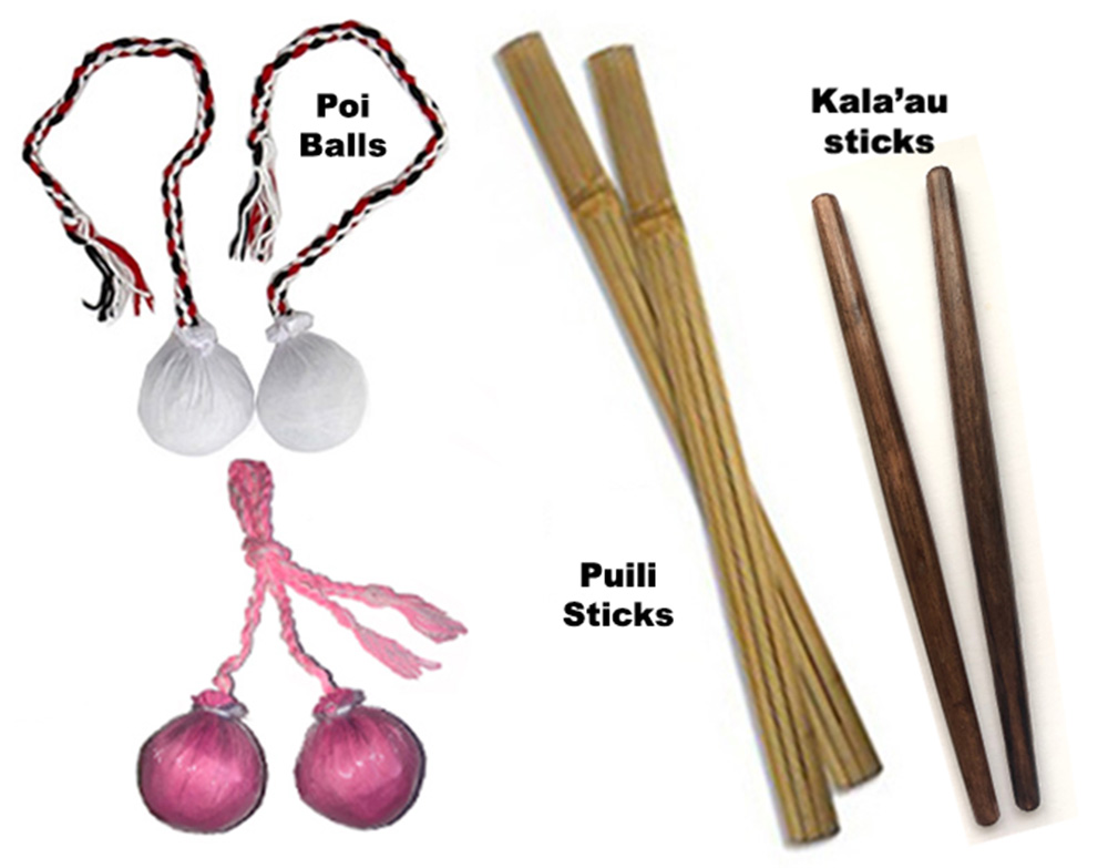 Hula Dance Implements Puilis, Poi Balls