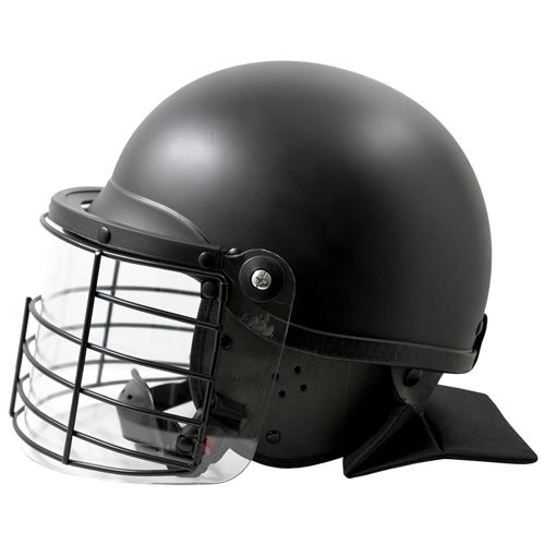 Riot Control Helmet with Steel Grid Face and Head Shield
