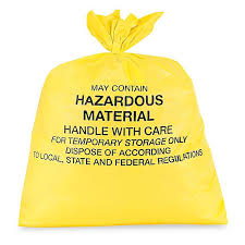 Safely dispose of hazardous materials with this yellow bag