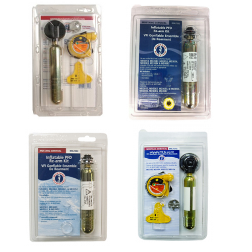 Mustang Survival Re-arm kits are inflating kits for PFDs