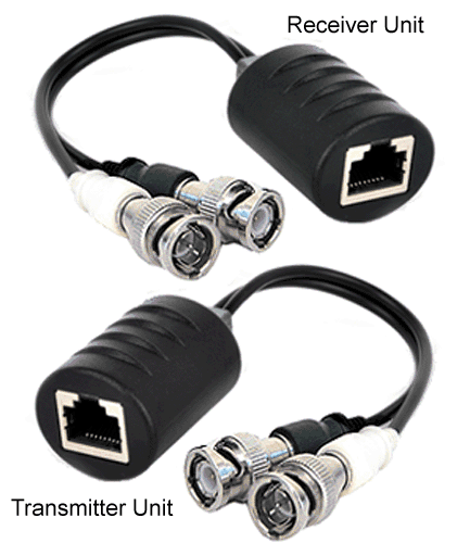 Composite BNC Video Audio Balun Extender Over Cat5 Cat6 Cable