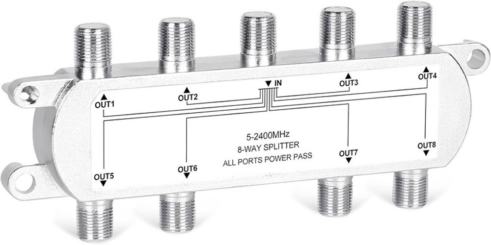 Premium 8-Way Coax Splitter Combiner For CATV Antenna Satellite TV