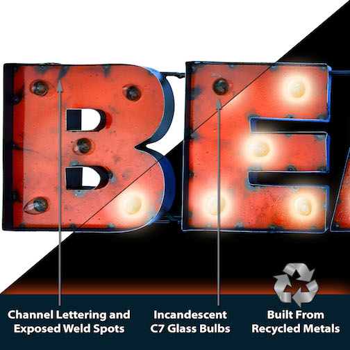 Chicago Bears Recycled Lighted Signs