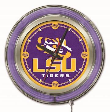 LSU Neon Clock 15"