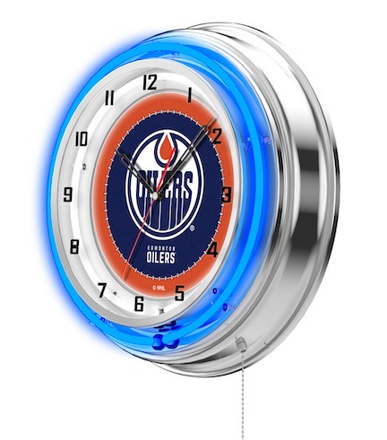 Edmonton Oilers Neon Clock 19"