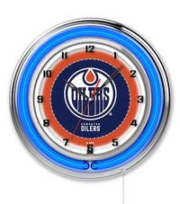 Edmonton Oilers Neon Clock 19"