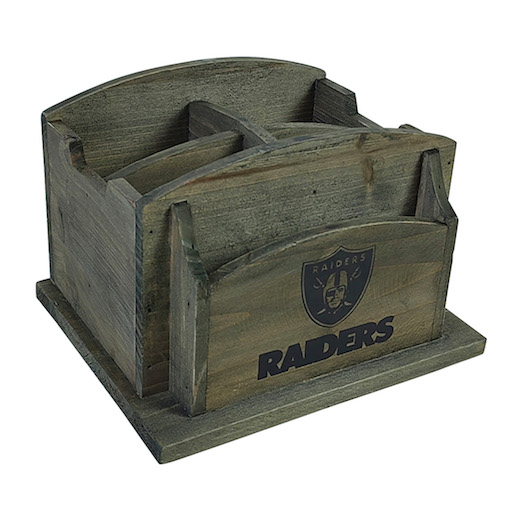 Las Vegas Raiders Rustic Wood Desk Organizer