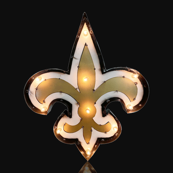 New Orleans Saints Logo Recycled Lighted Sign