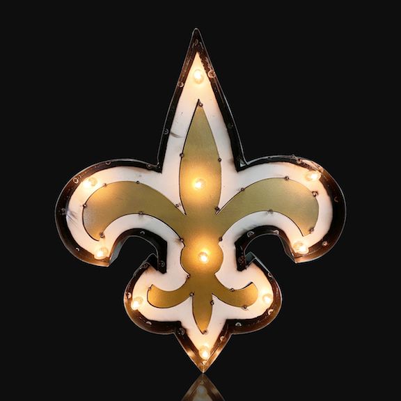 New Orleans Saints Logo Recycled Lighted Sign