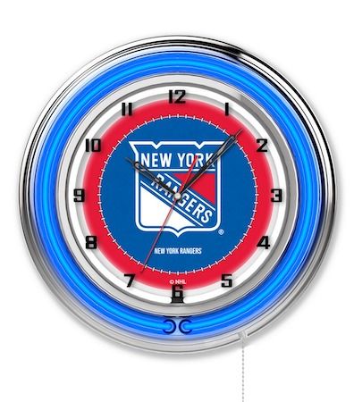 New York Rangers Neon Clock 19"