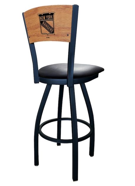 New York Rangers Wood Back Swivel Stool