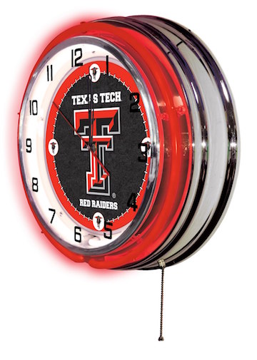 Texas Tech Neon Clock 19"
