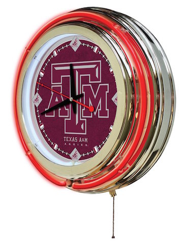 Texas A&M Neon Clock 15"