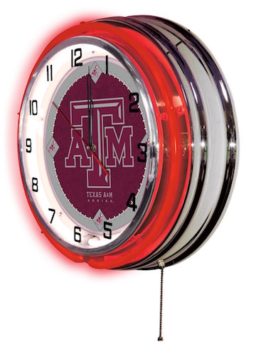 Texas A&M Neon Clock 19"