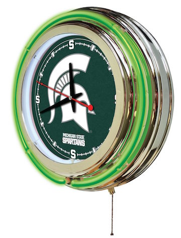 Michigan State Neon Clock 15"