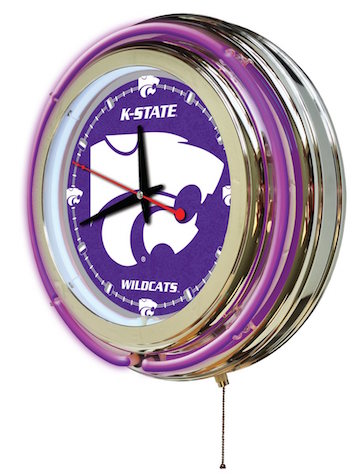 Kansas State Neon Clock 15"