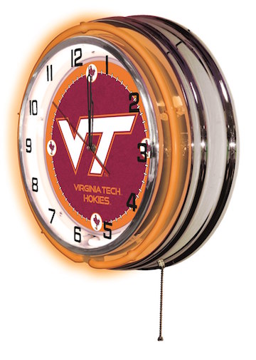 Virginia Tech Neon Clock 19"