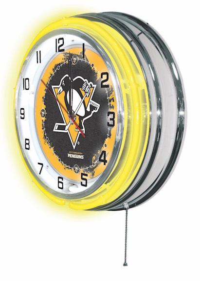Pittsburgh Penguins Neon Clock-19"